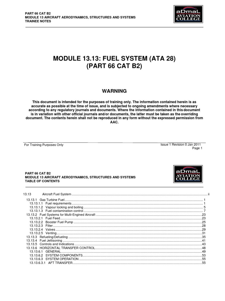 Module 13.13 Fuel System (Ata 28) | PDF | Pump | Aerial Refueling