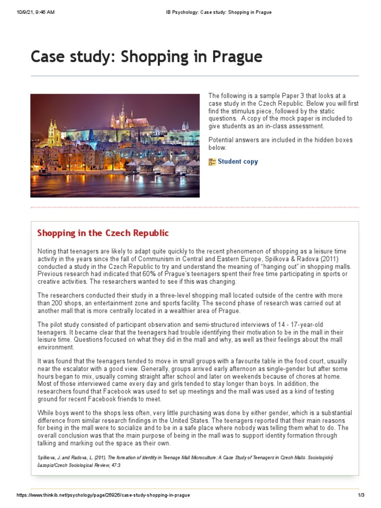 Case Study - Shopping in Prague | PDF | Focus Group | Adolescence