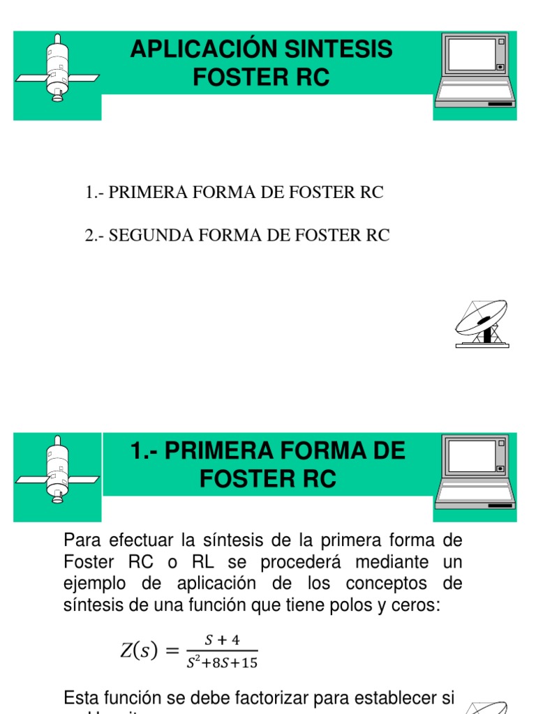 J2. - Aplicacion Sintesis RL RC Foster | PDF | Electricidad | Conceptos ...