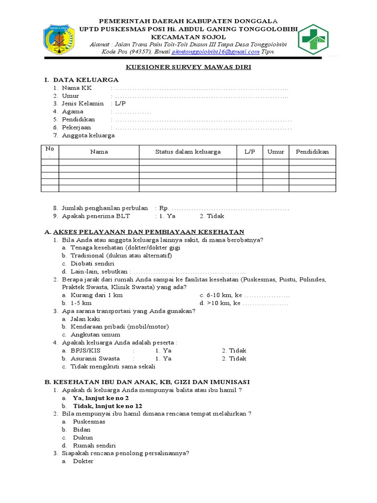 Kuesioner Survey Mawas Diri | PDF