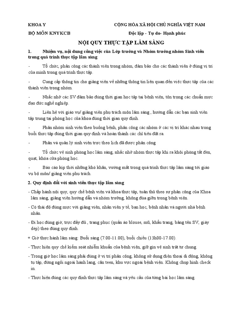 Noi Quy Thuc Hanh Lam Sang | PDF