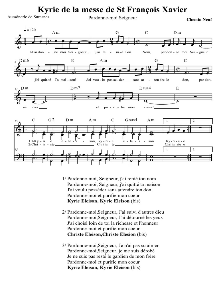Kyrie ST Francois Xavier | PDF | Sacrement | Église catholique