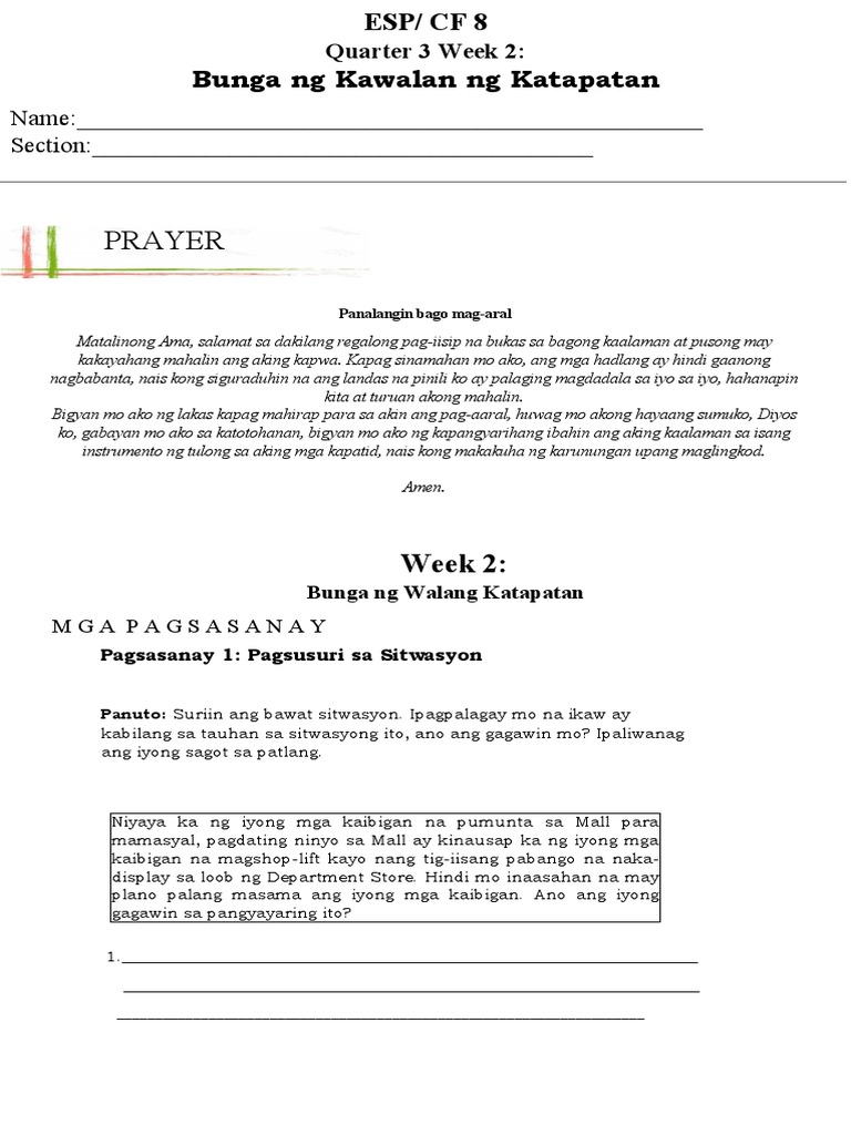 ESP 8 Quarter 3 Week 2 | PDF