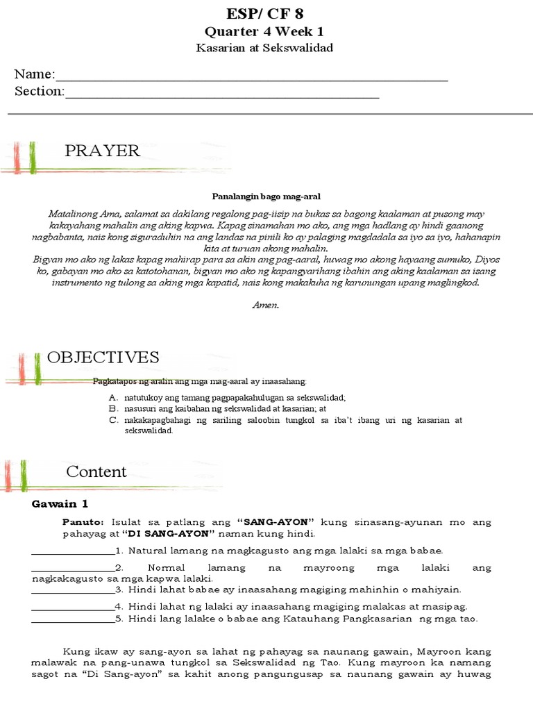 ESP 8 Quarter 4 Week 1 | PDF