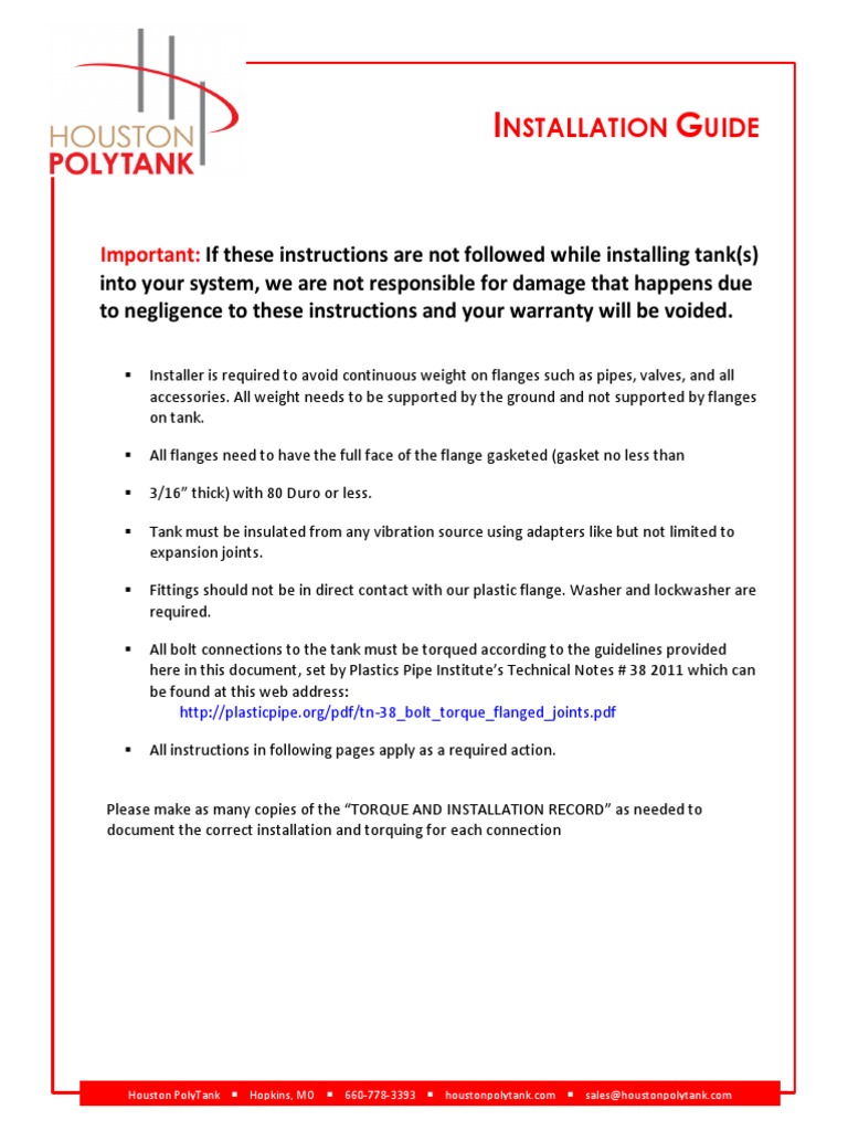 2015 Installation Guide | PDF | Pipe (Fluid Conveyance) | Mechanical ...