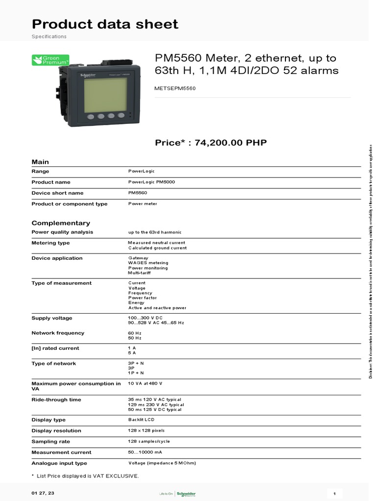 PowerLogic PM5000 Series - METSEPM5560 | PDF | Alternating Current | Ac ...