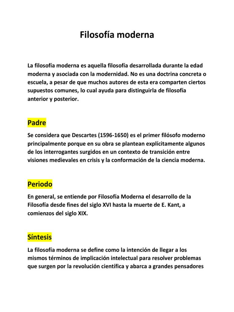 Filosofía Moderna: Etapas y Características | PDF | Filosofía