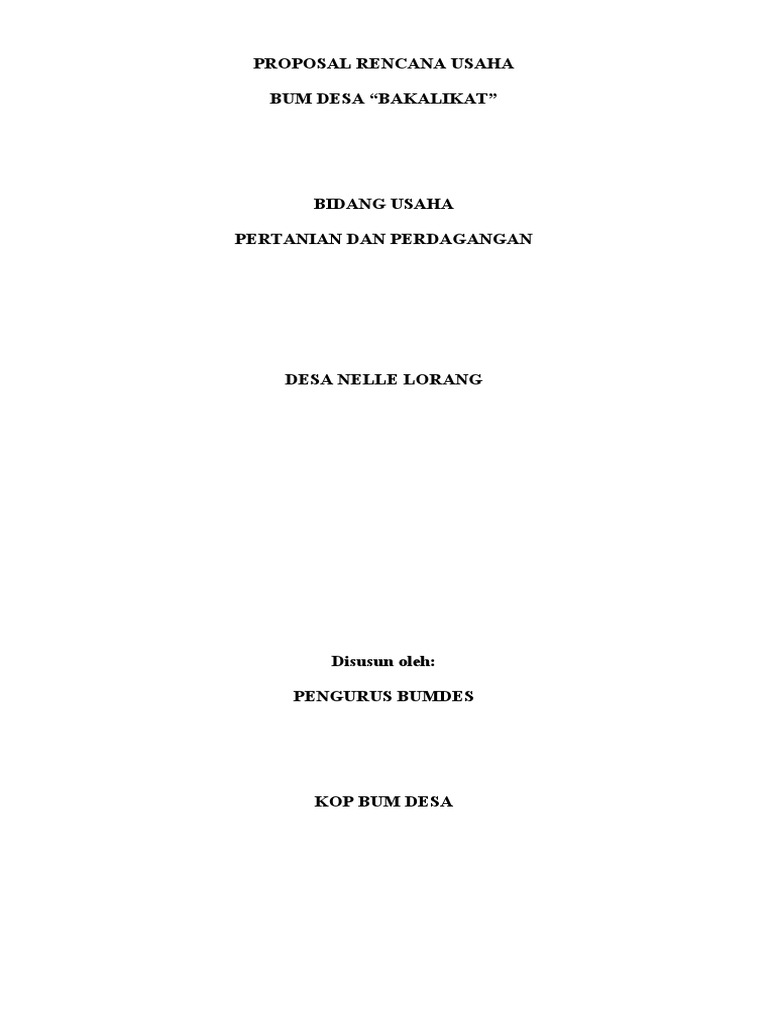 PROPOSAL RENCANA USAHA | PDF