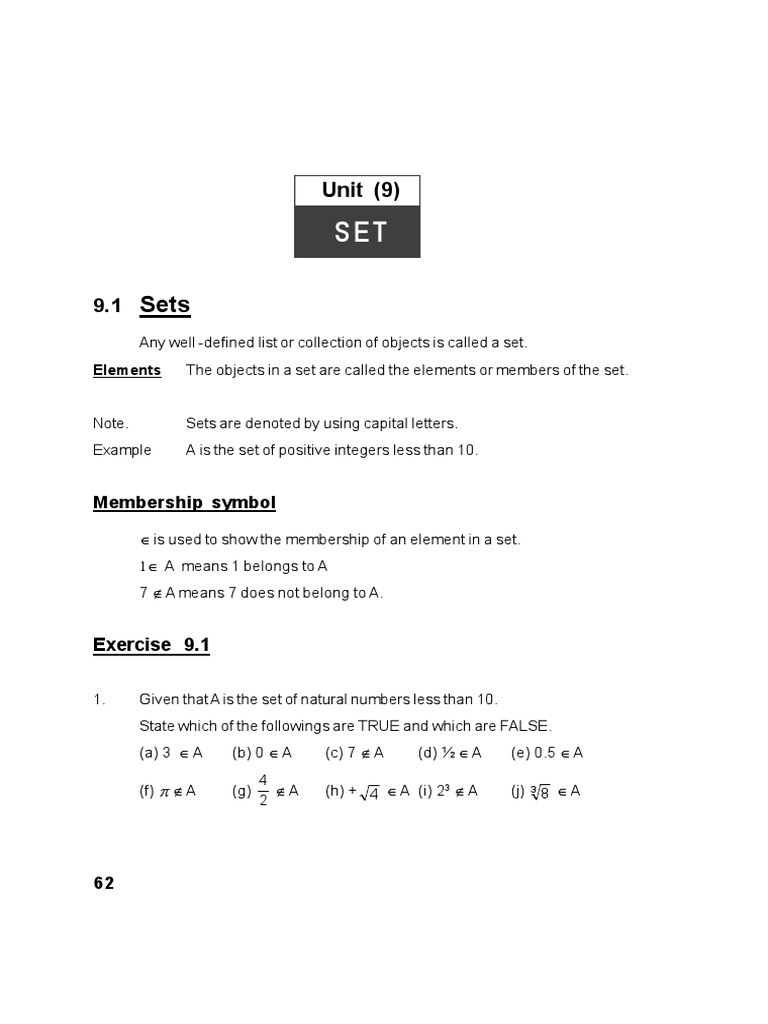 Unit 9 | PDF | Set (Mathematics) | Mathematical Logic