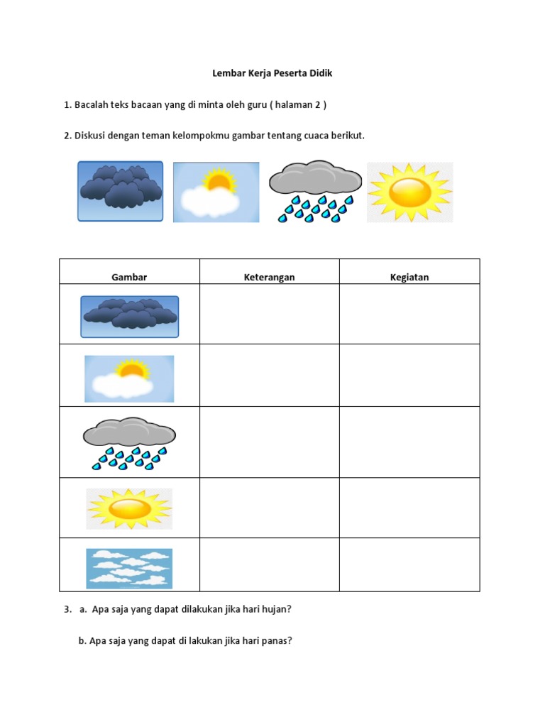 Kelas 3 Tema 5 Cuaca | PDF