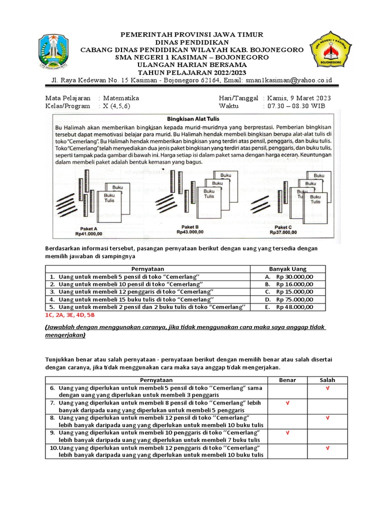 Soal UHB KELAS X (4,5,6) | PDF | Karier & Perkembangan | Griya & Taman