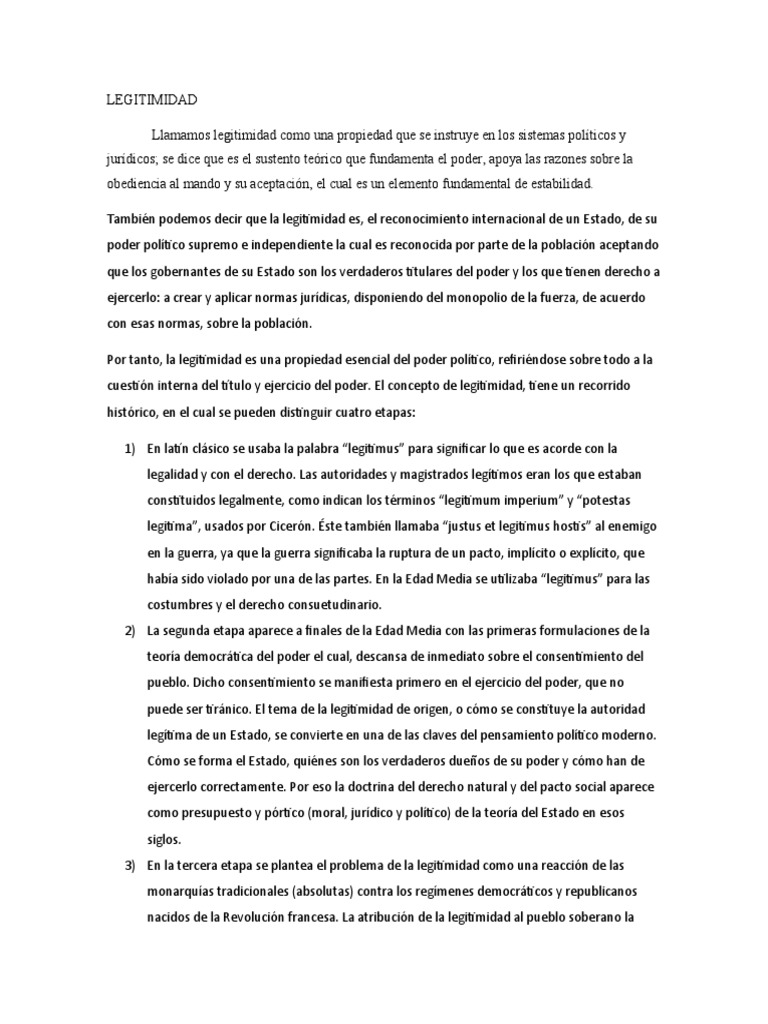 Legitimidad Y Derecho En Sistemas Políticos Pdf Legitimidad