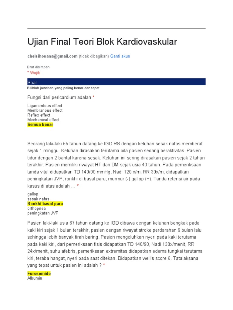 Final Teori Kardio | PDF