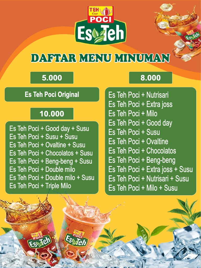 Menu Teh Poci Es Teh | PDF