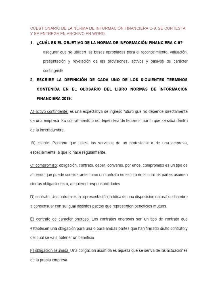 Hero - Cuestionario NIF C9 | PDF | Contabilidad | Bancos