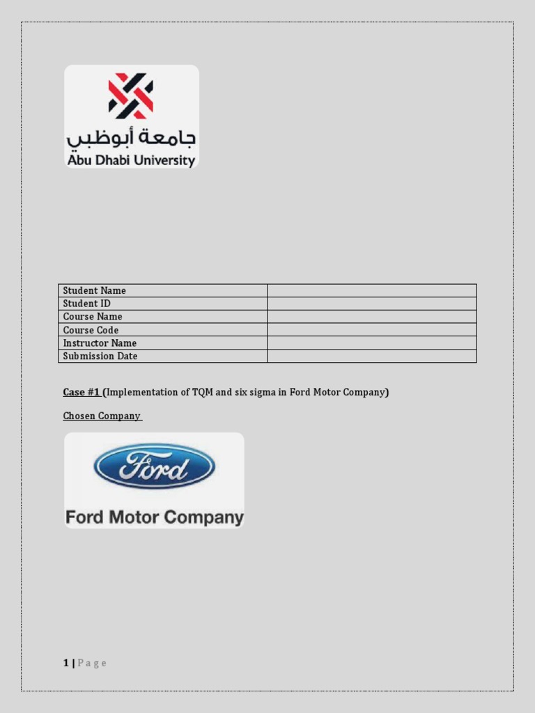 Ford Motor And Quality Tool Case Study Pdf Quality Management