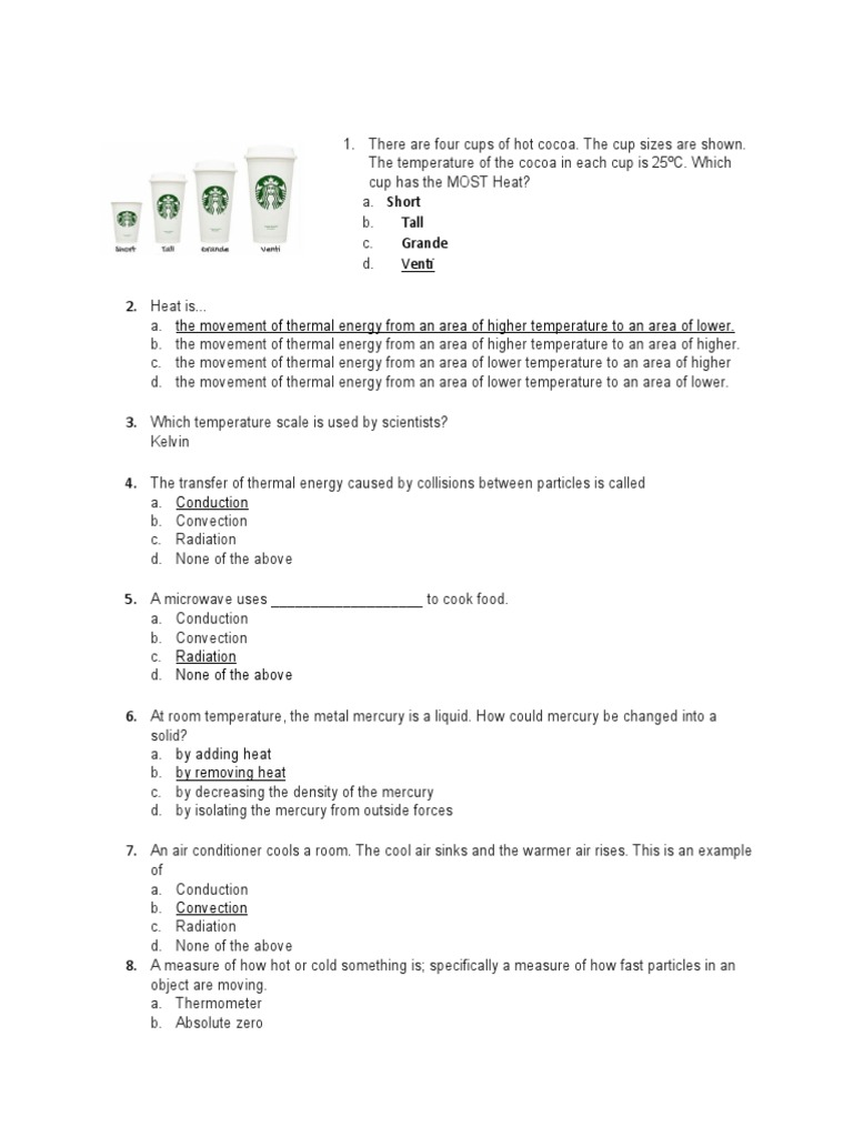 MCQs on Heat and Temperature Concepts | PDF | Temperature | Celsius