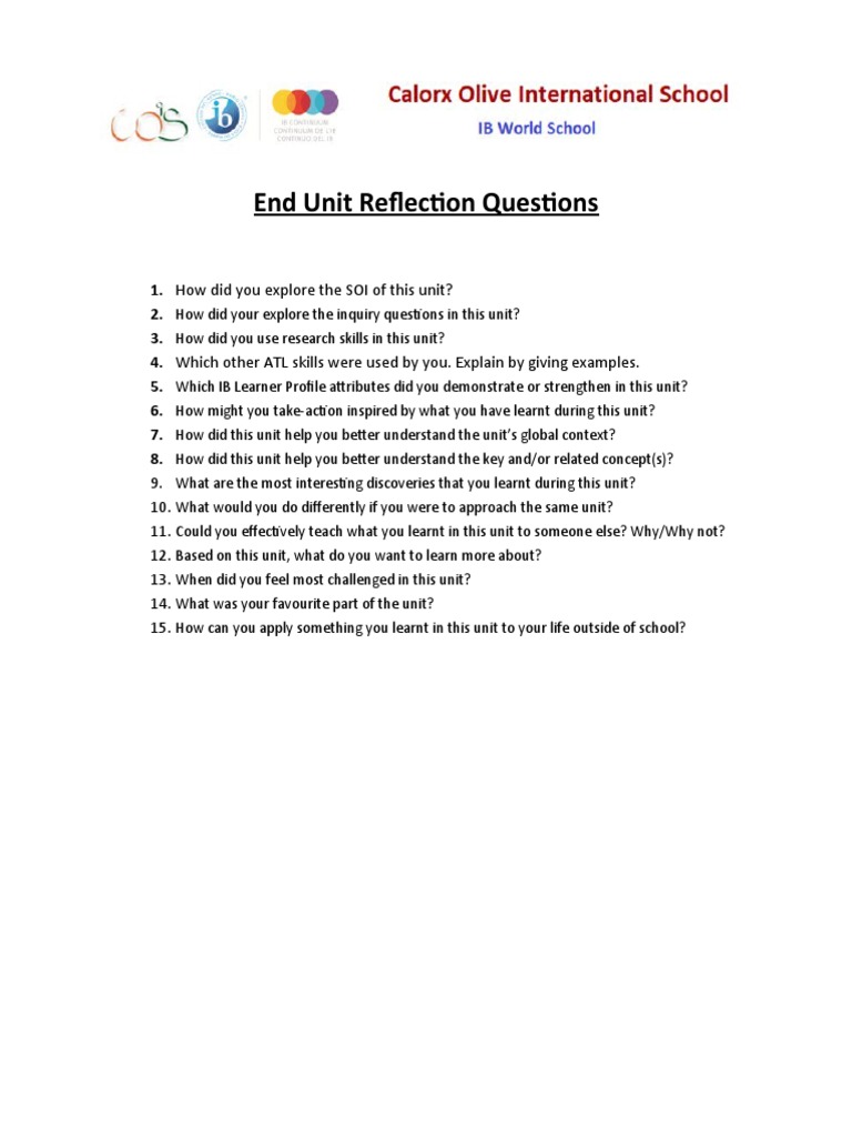End Unit Reflection Sheet - 2022 | PDF | Career & Growth | Wellness