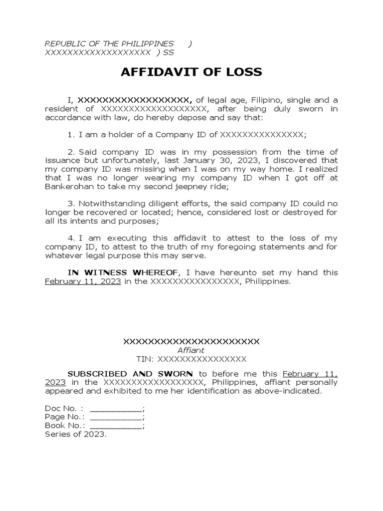 Affidavit of Loss | PDF