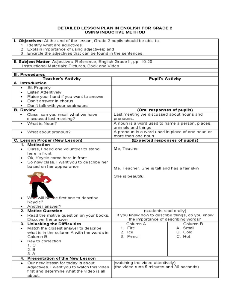 Grade 2 Adjective Lesson Plan | PDF | Noun | Adjective