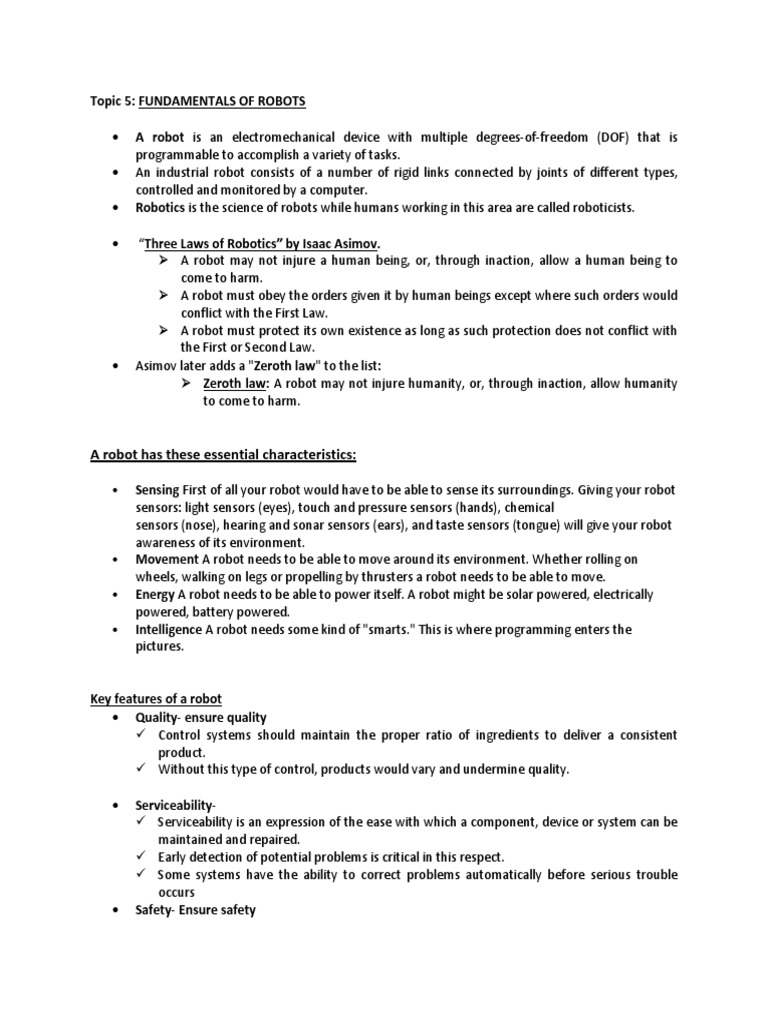 Fundamentals of Robotics Explained | PDF | Actuator | Servomechanism