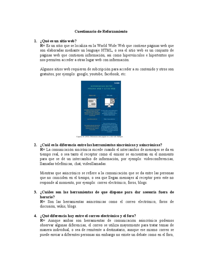 Cuestionario de Reforzamiento Introduccion de La Educacion A Distancia ...