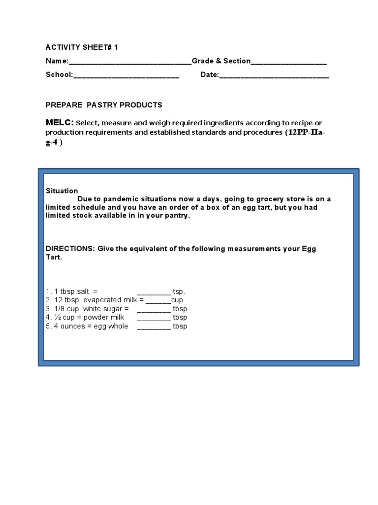 Activity Sheet 2Q | PDF | Baked Goods | Baking