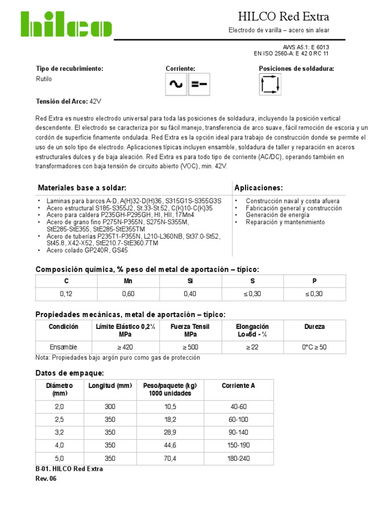 Hilco Red Extra 6013 | PDF | Construcción | Soldadura