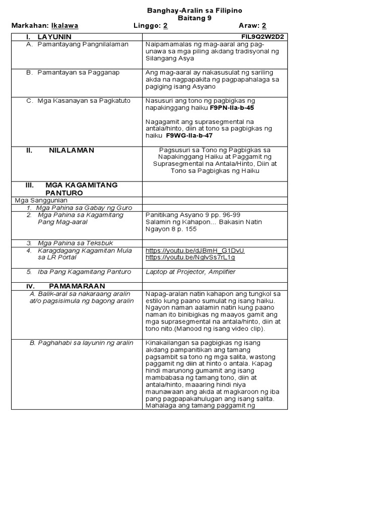 Dllsuprasegmental Cot 2nd Grading | PDF