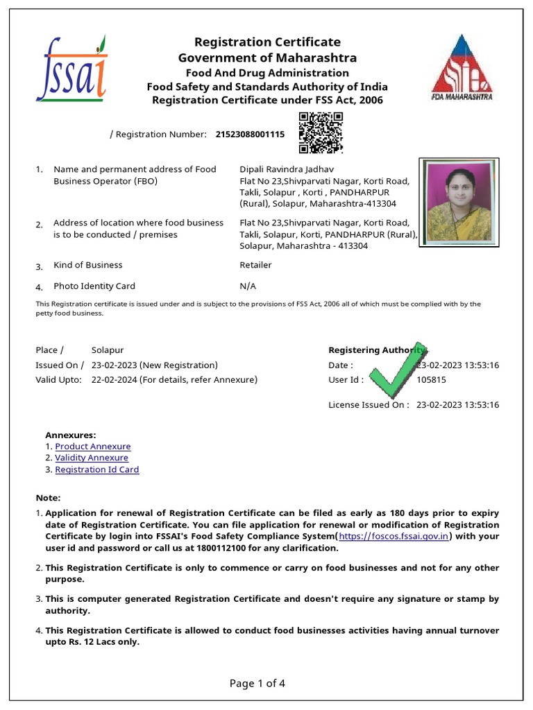 License | PDF | Identity Document | Foods