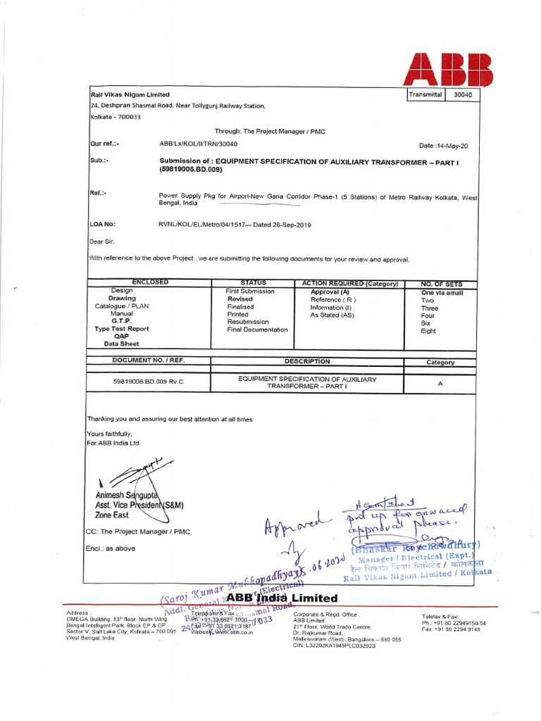 Auxiliary Transformer Approved GTP Part 1 | PDF