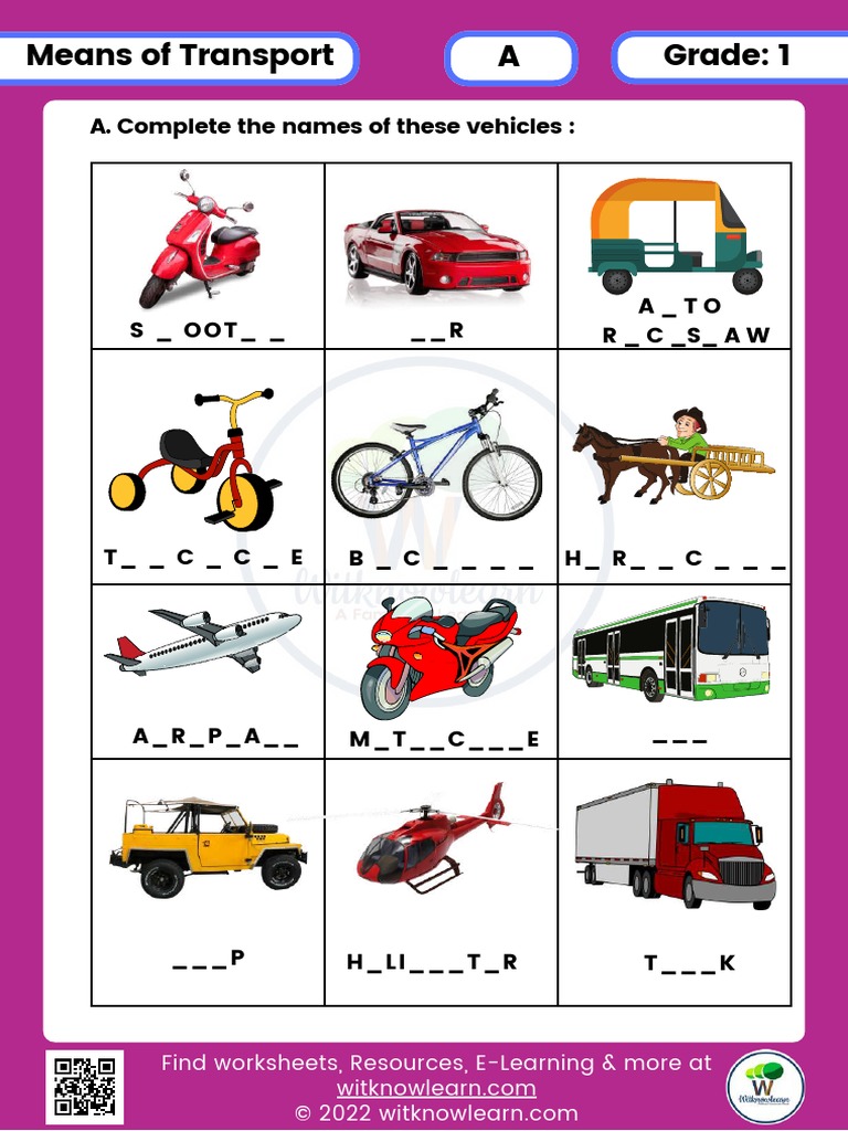 Means of Transport Class 1 Worksheet 0 2022 10 08 125419 | PDF ...