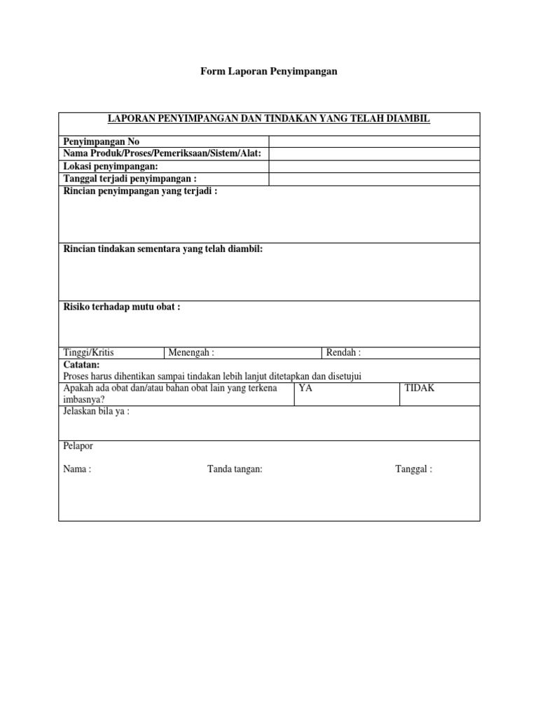 Form Laporan Penyimpangan | PDF | Pengembangan Diri