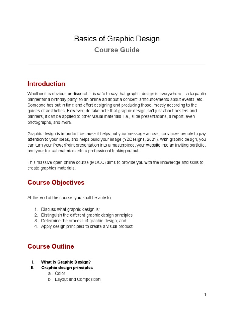 Graphic Design Basics Course Guide | PDF | Graphic Design | Graphics