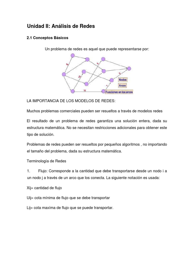 Análisis de redes: conceptos básicos, tipos de problemas y formulación matemática | PDF | Economias