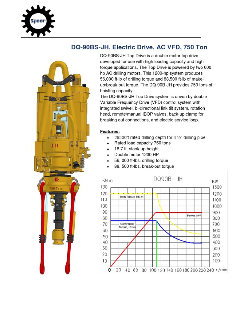 DQ-90BS-JH Top Drive Specifications | PDF | Electric Motor ...