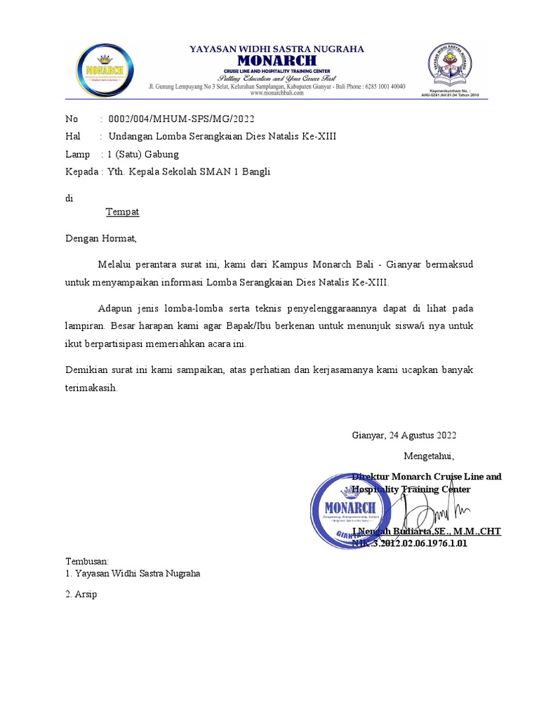 Surat Undangan Lomba | PDF