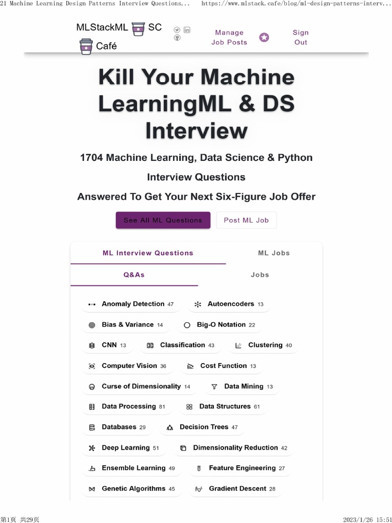 21 Machine Learning Design Patterns Interview Questions (ANSWERED) MLStack | PDF | Machine ...