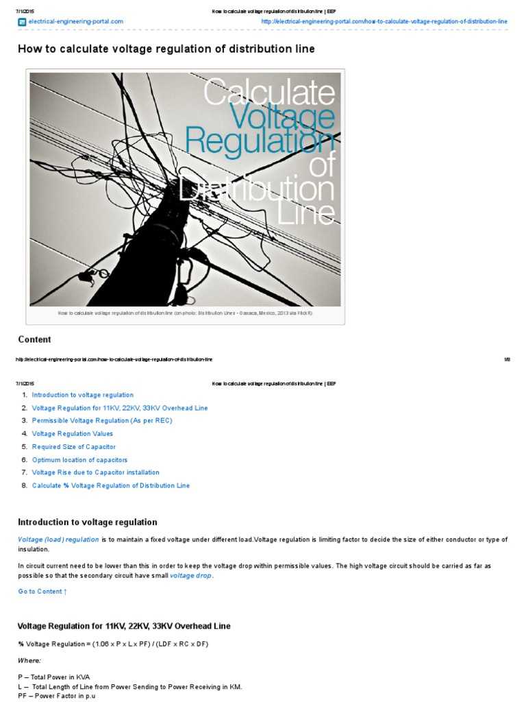 Voltage Regulation Calculation Guide | PDF | Electric Power ...