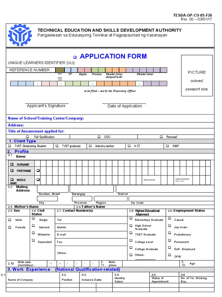 Application Form Competency Assessment-FINAL | PDF