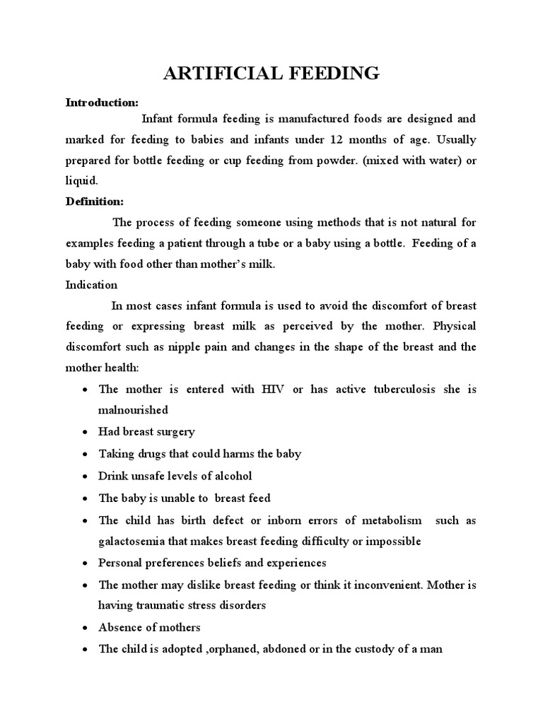 Artificial Feeding | PDF | Breastfeeding | Breast Milk