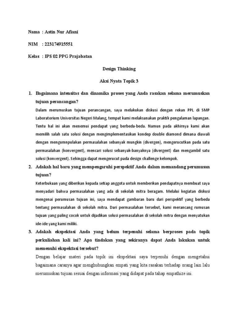 Aksi Nyata t3 Design Thinking | PDF