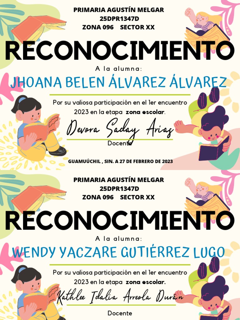Reconocimientos Escolares 2023 | PDF