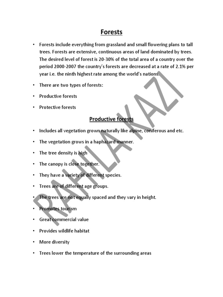 Forests Notes | PDF | Deforestation | Forests