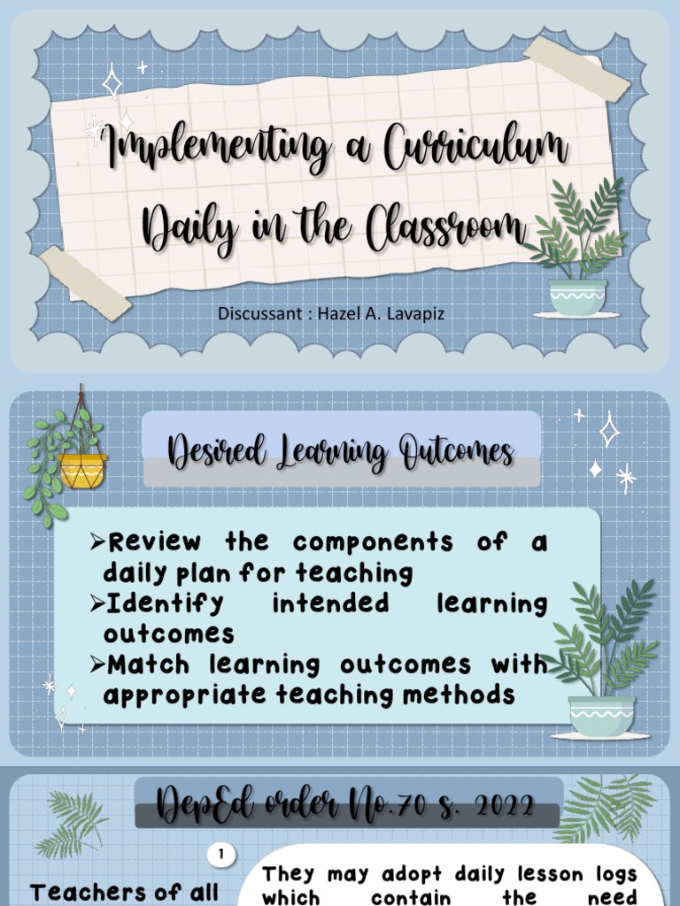 Implementing A Curriculum in A Daily Classroom | PDF | Learning | Learning Styles