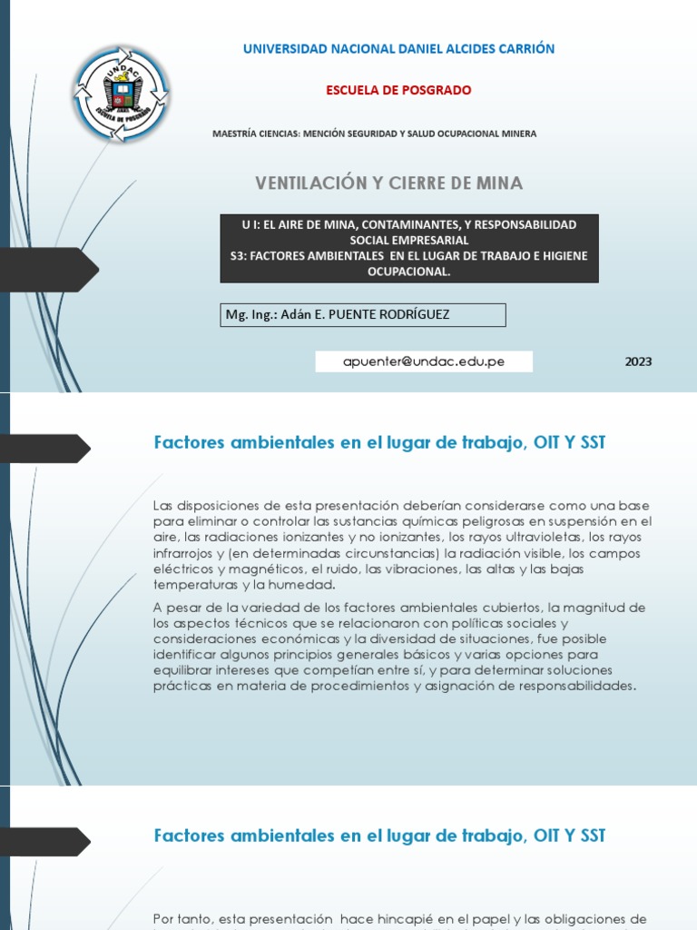 Maestria Sso - Ventilación y Cierre de Minas - Ui - s3 - Factores ... Maestria Sso - Ventilación y Cierre de Minas - Ui - s3 - Factores ...