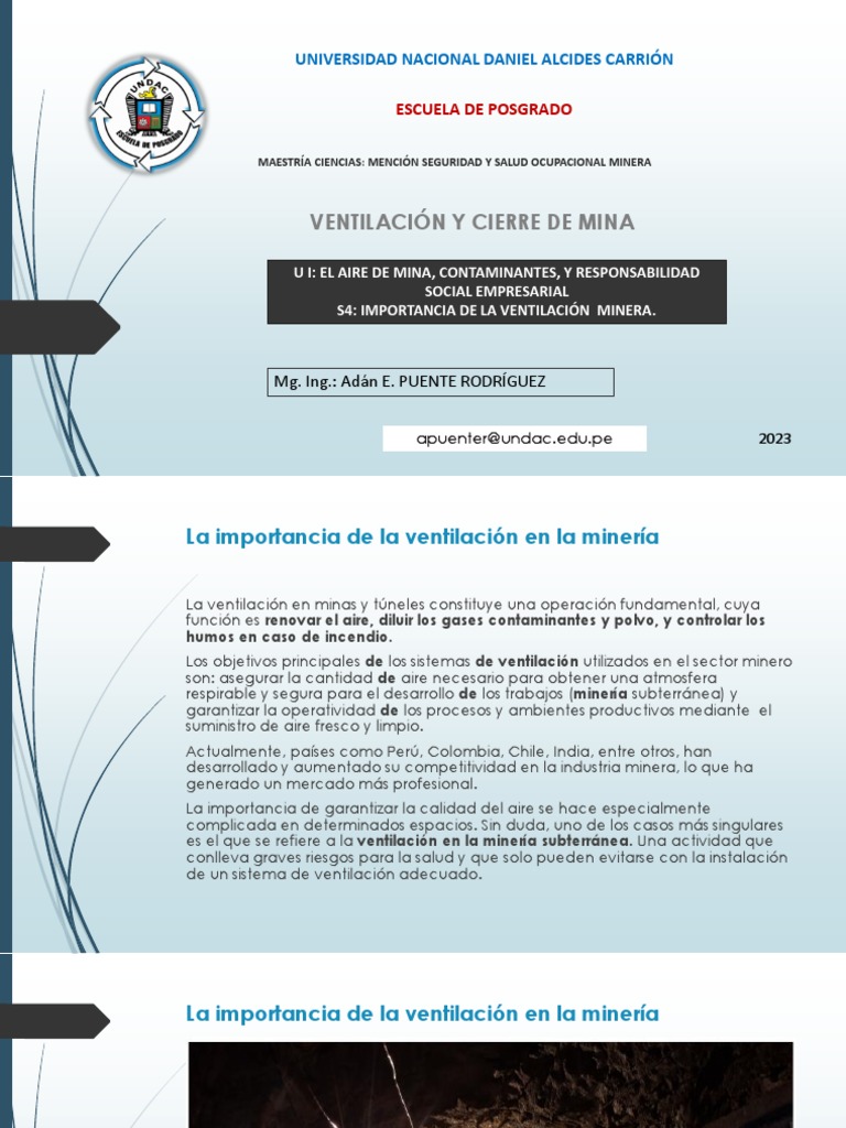 Maestria Sso - Ventilación y Cierre de Mina - Ui - S4 - Importancia de ... Maestria Sso - Ventilación y Cierre de Mina - Ui - S4 - Importancia de ...