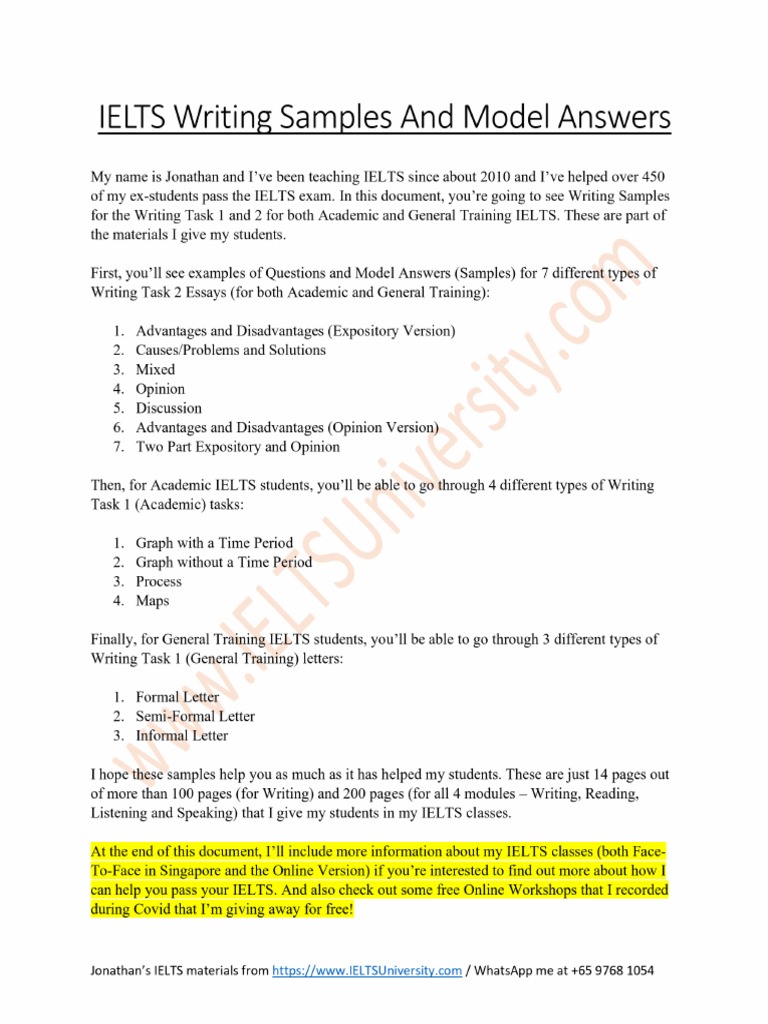 IELTS Writing Samples | PDF | International English Language Testing ...