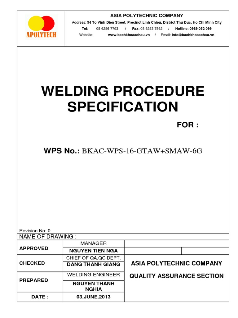 WPS Bkac - 6G Gtaw+smaw | PDF | Welding | Construction