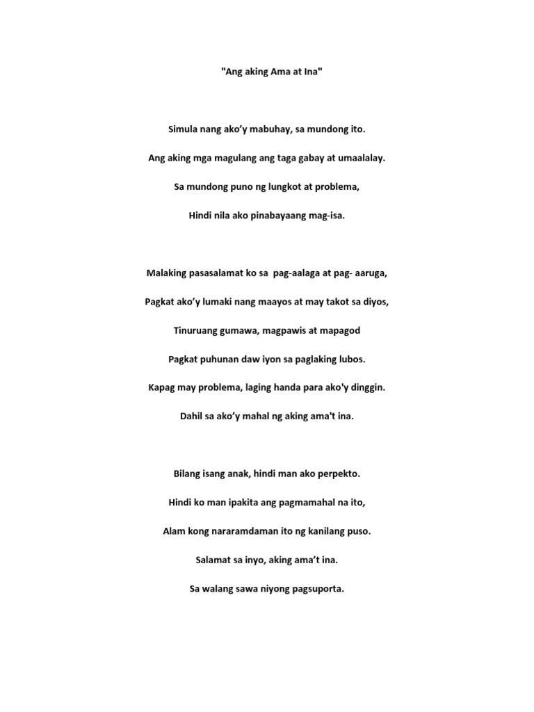 ESPADILLA - Ang Aking Ama't Ina | PDF